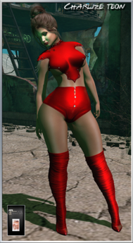 Second Life Marketplace - **CHARLIZE TEON RED POST APOCALYPSE STYLE COMPLET OUTFIT**